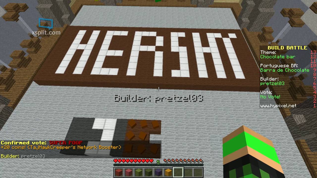 Minecraft build battle:a barra de chocolate e o dracula!!! - YouTube