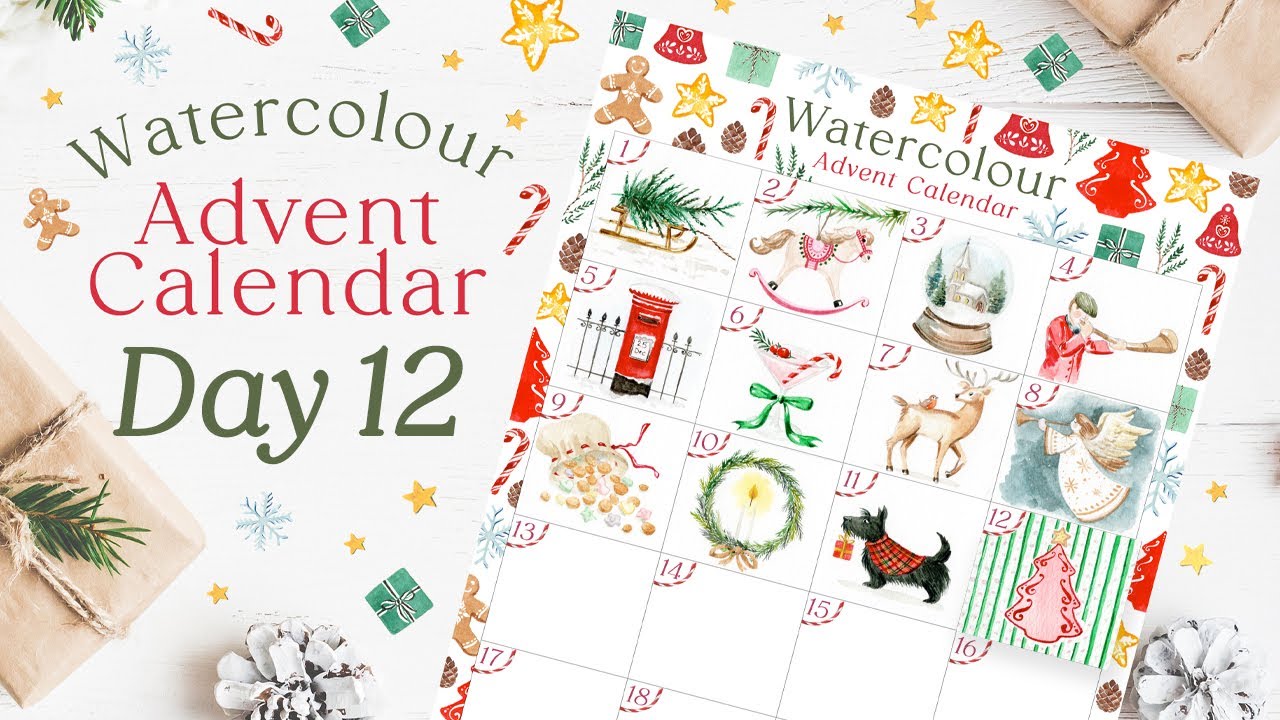 Watercolour Advent Calendar Day 12 | Holiday Painting - YouTube