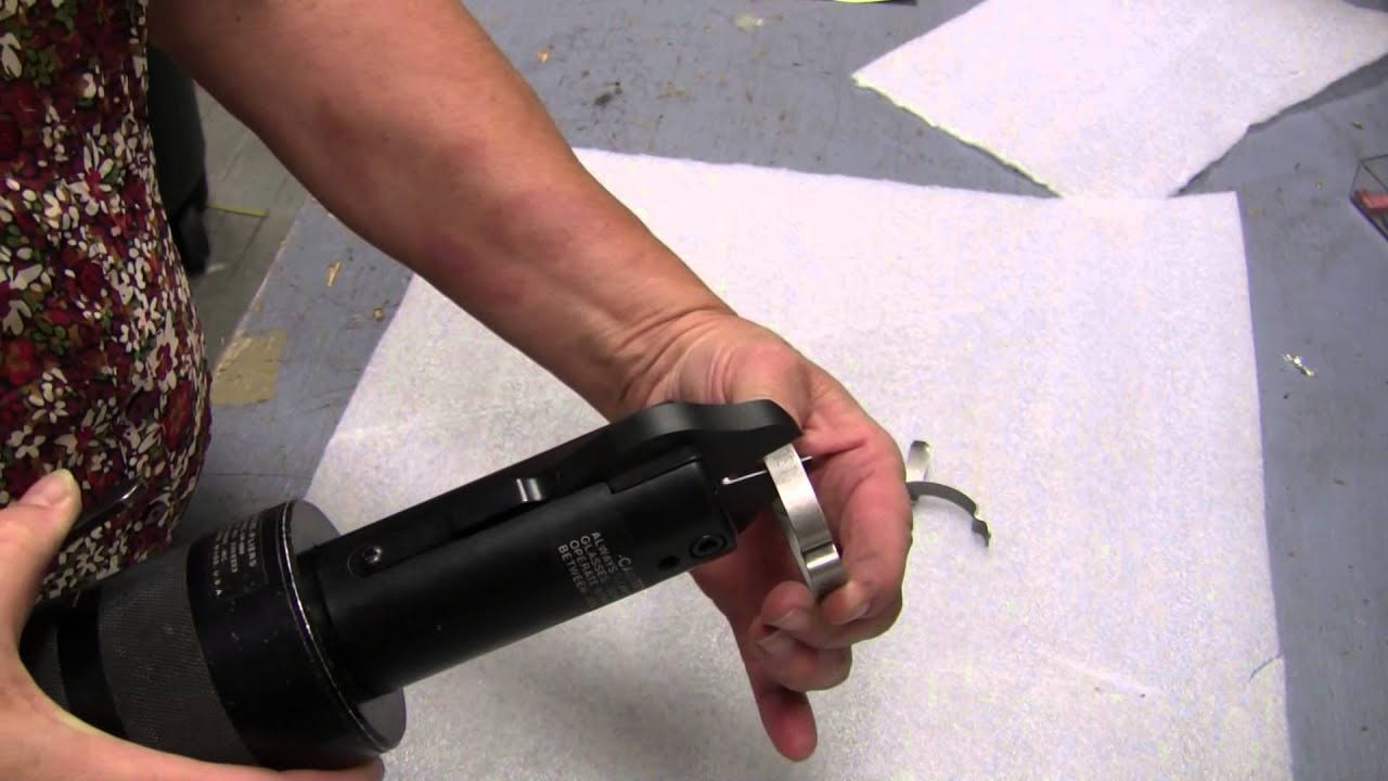 Cutting Stainless Steel Band with Pneumatic Simonds Cutter - YouTube