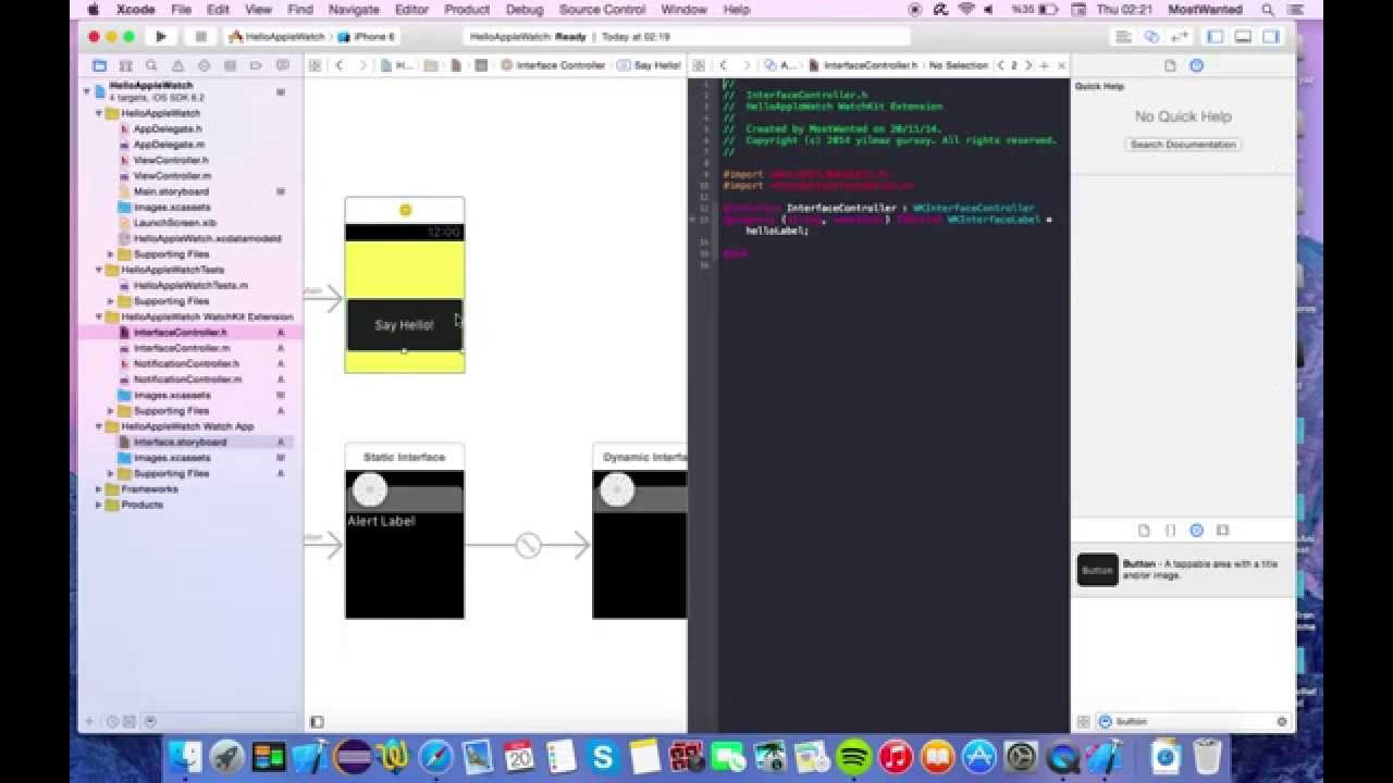 Apple Watch SDK WatchKit Xcode 6.2 Beta Hello AppleWatch! App ...