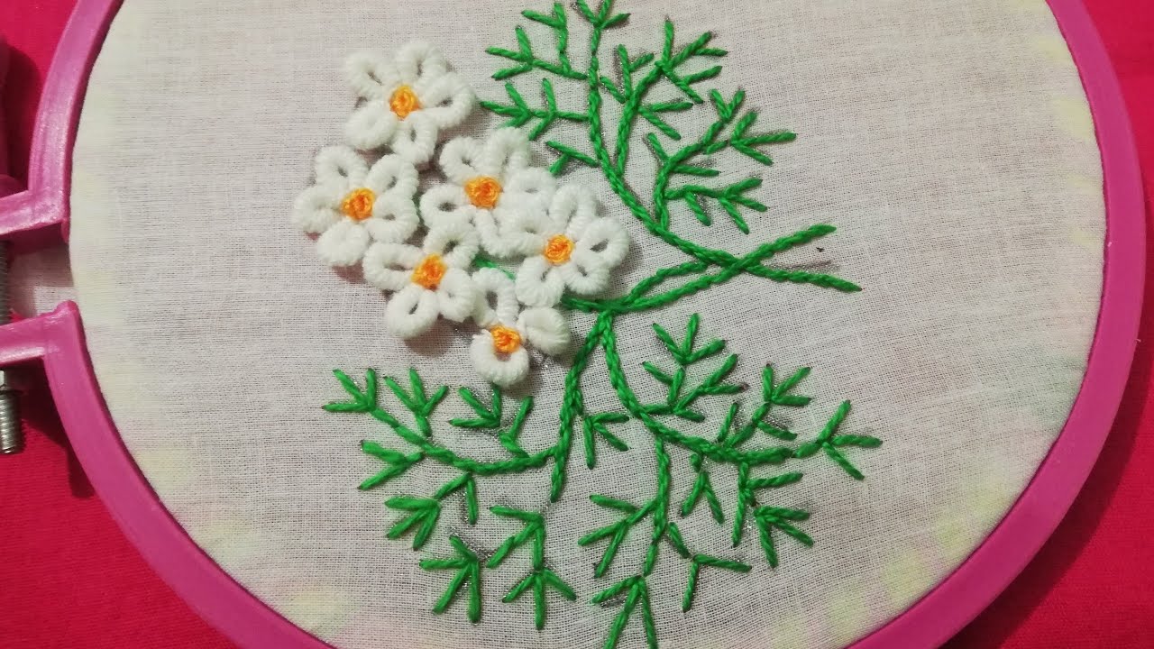 Hand embroidery. Hand embroidery design of a Beautiful flower pattern ...