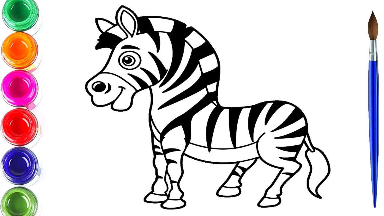 Easy Zebra Drawing, Painting, Coloring for Kids & Toddlers | Kids Art ...
