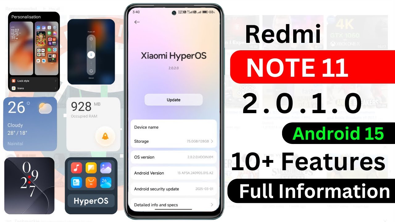 Redmi Note 11 HyperOS 2.0 Update [ Android 14 - 15 ] 10+ New Features ...