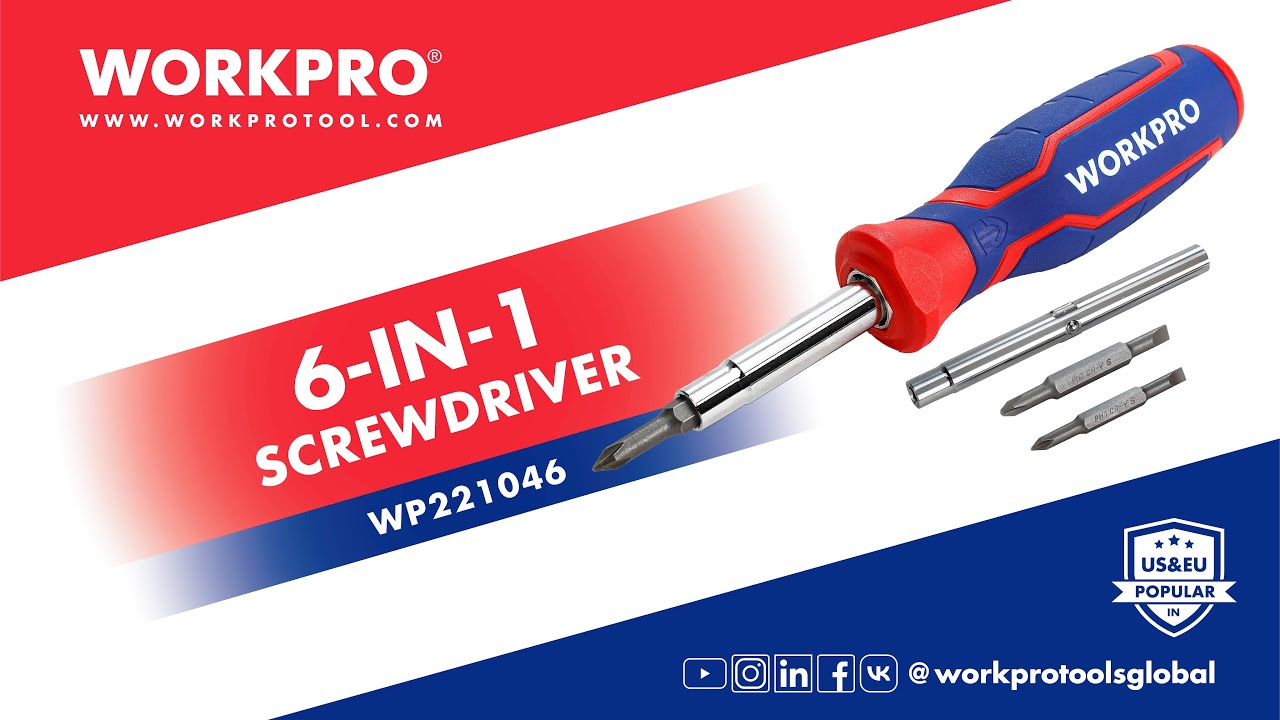 WORKPRO 6-IN-1 Screwdriver | Cordless Screwdriver Set | Swap easily ...