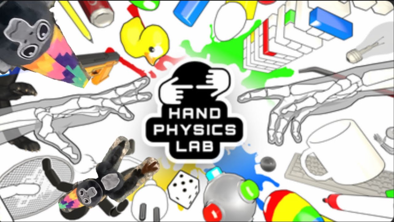 I tried hand physics lab vr (I got the gorilla tag plush) - YouTube