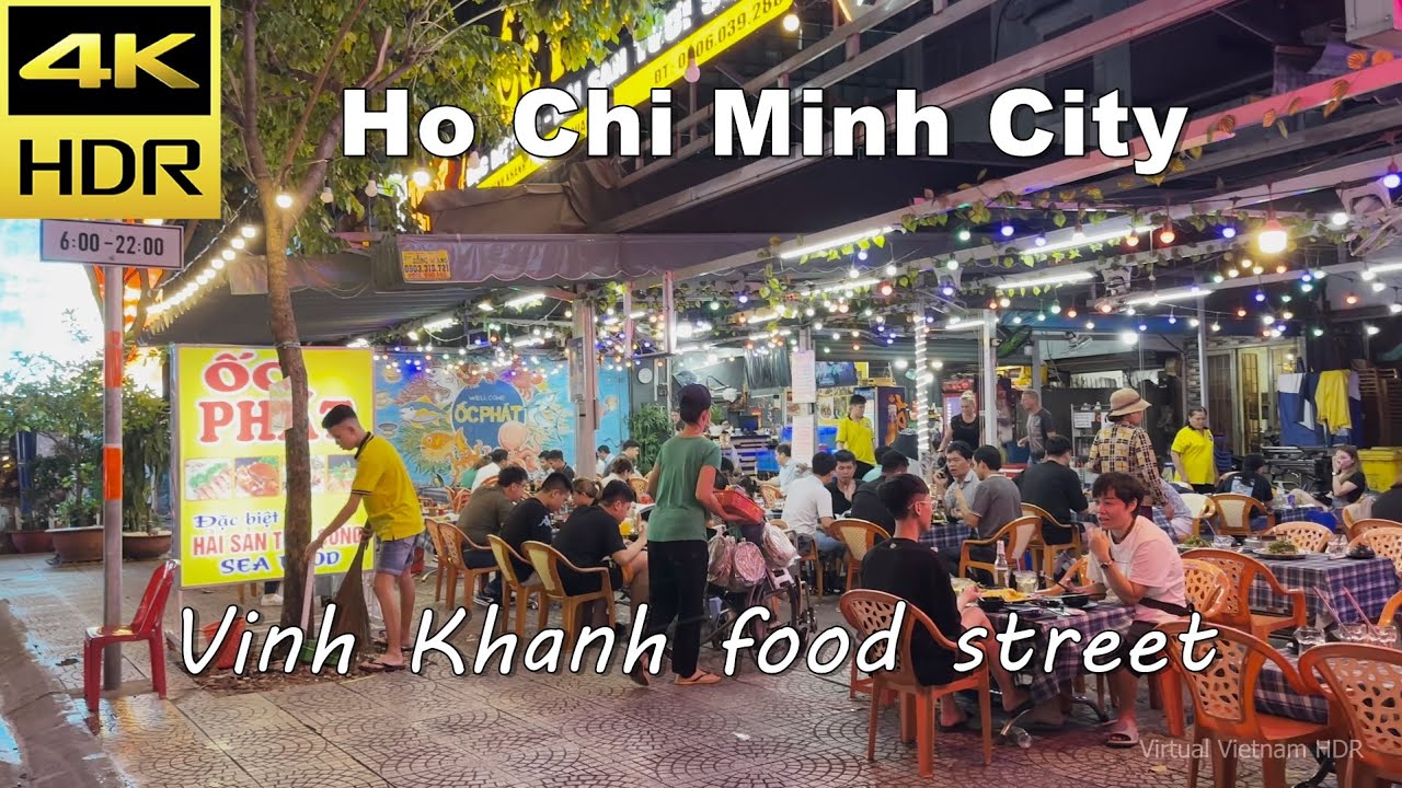 4K HDR | Saigon night street food tour in Vinh Khanh food street ...