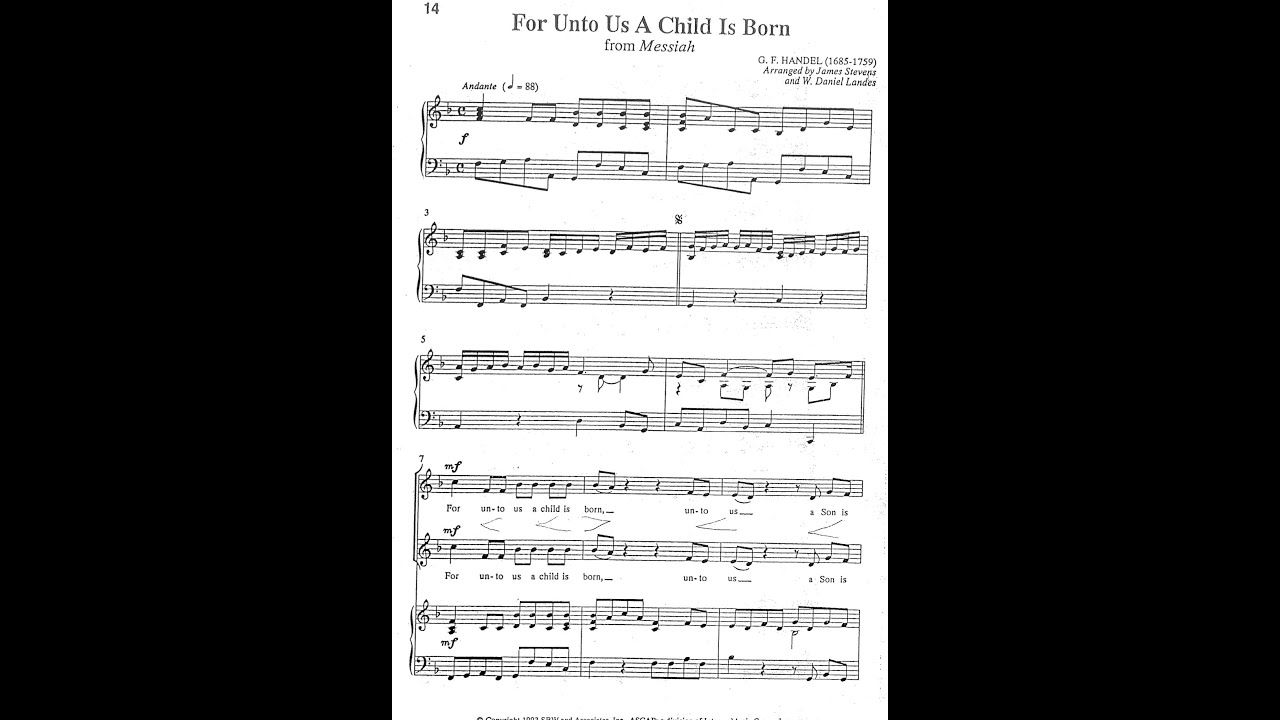 "For Unto Us a Child Is Born: Two-Part Harmony + Sheet Music Guide ...
