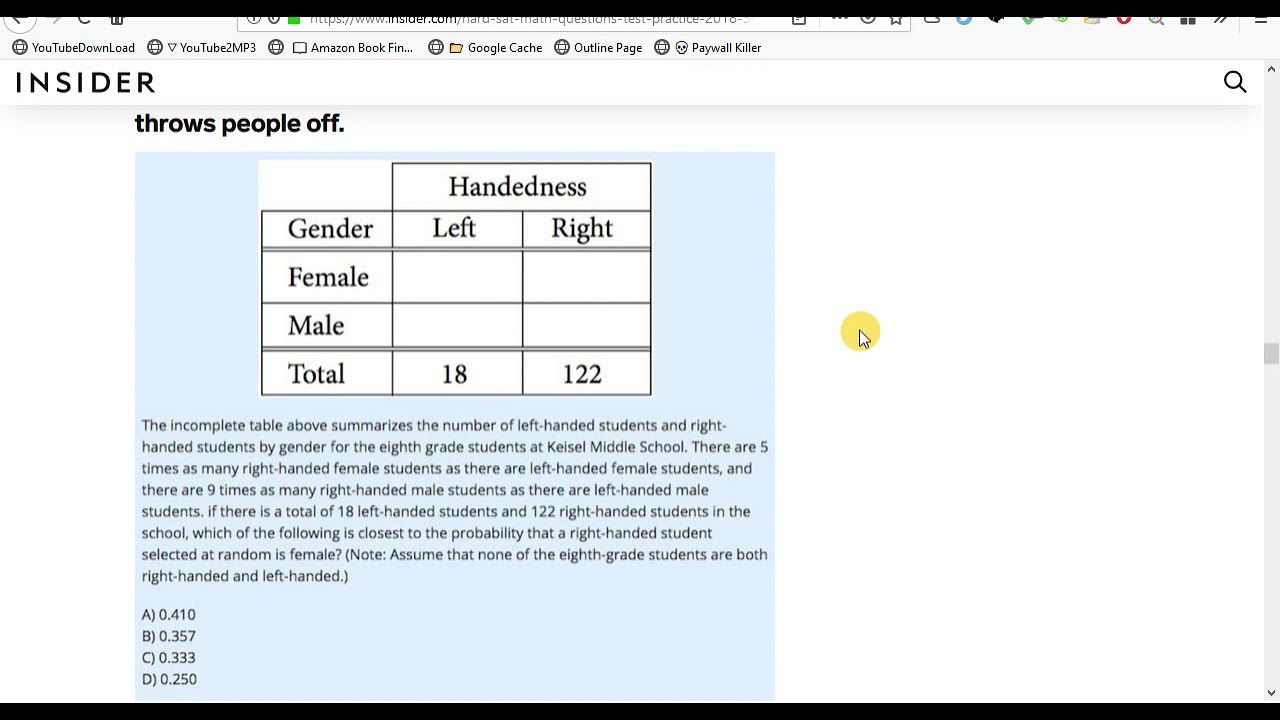 SAT Math: Linear Equations plus Probability - YouTube