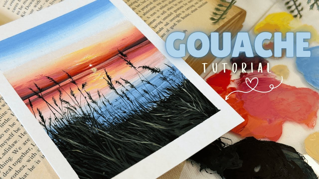 Sunset by The Ocean | Gouache Painting Tutorial (Step by Step)🌿 - YouTube
