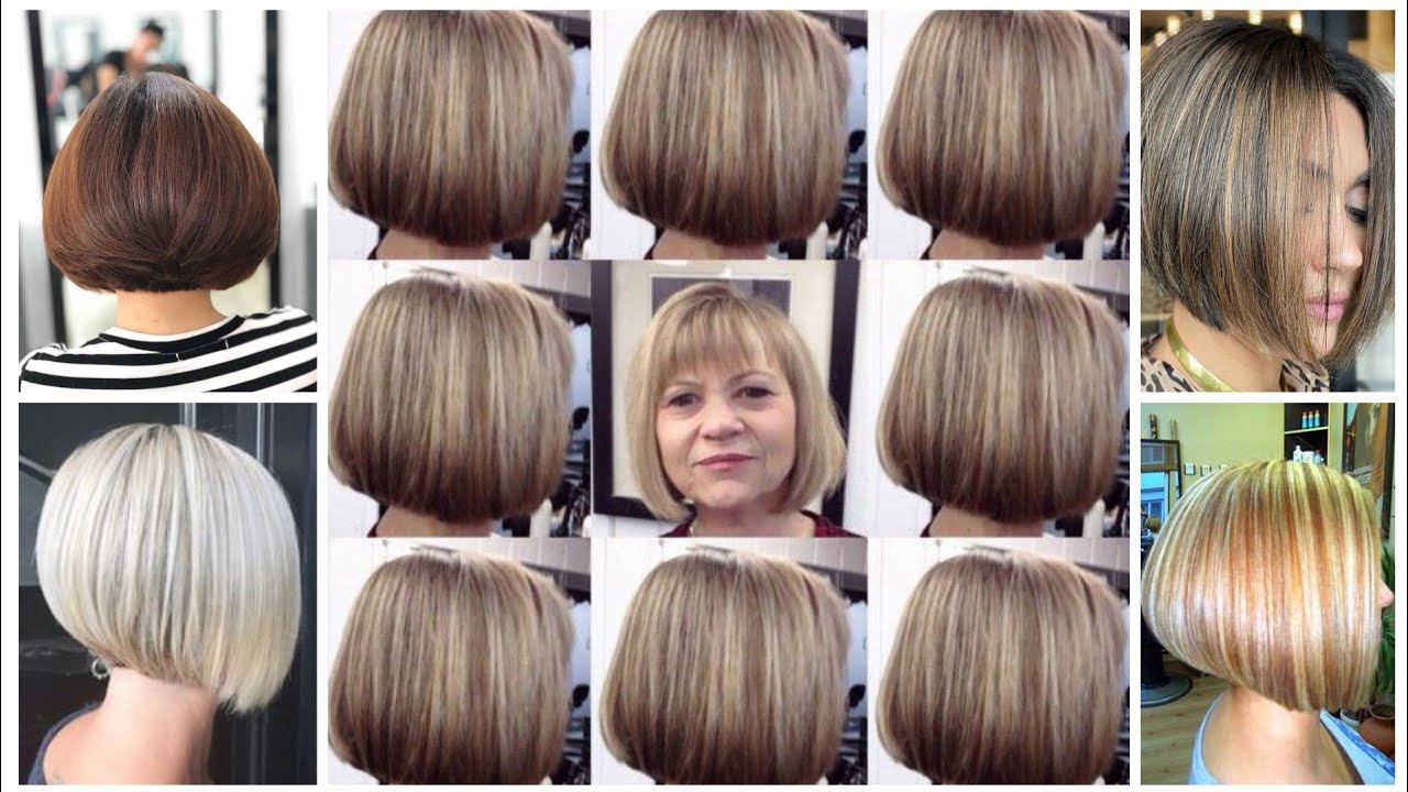 Neck length straight Bob Staked short pixie haircut ideas - YouTube