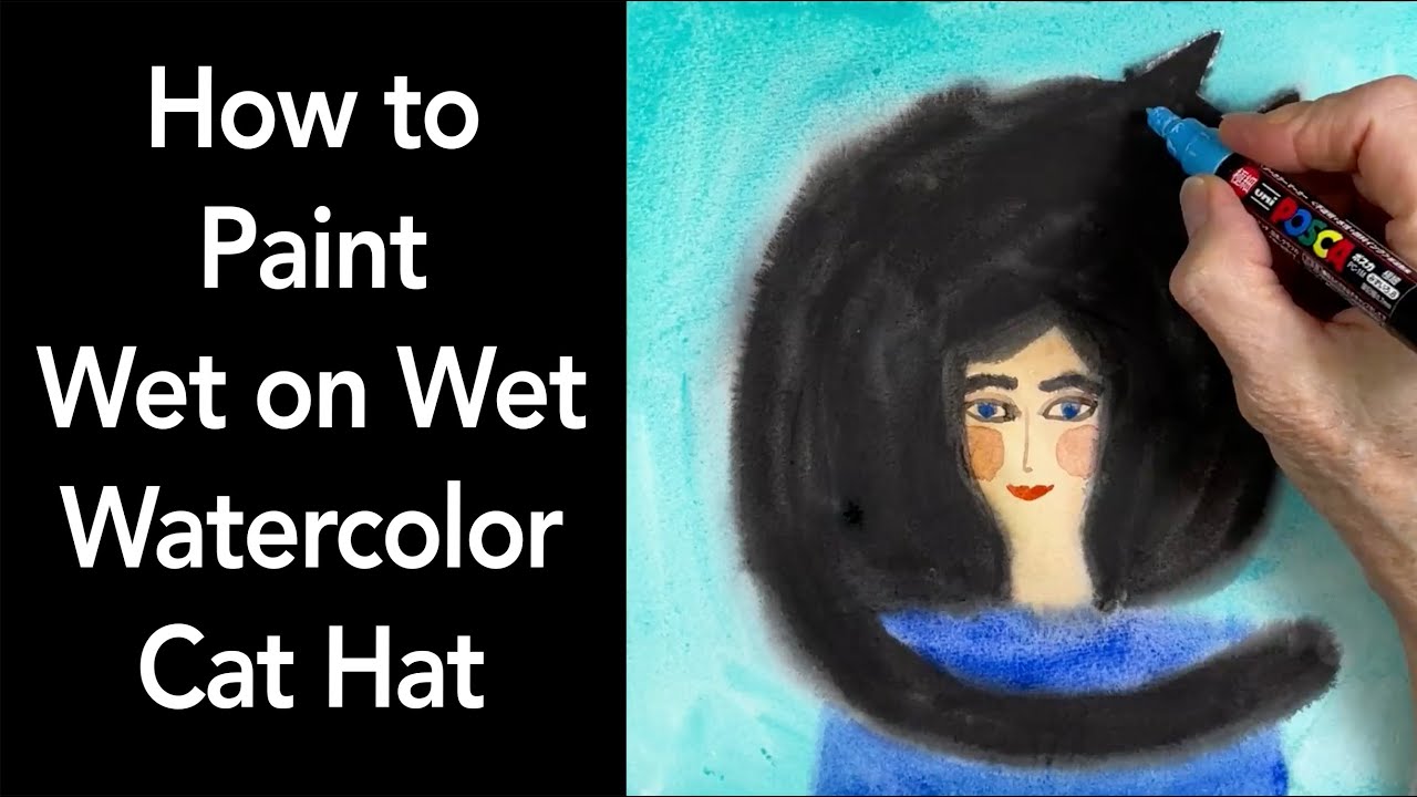 How to Paint Wet on Wet Watercolor Cat Hat - YouTube