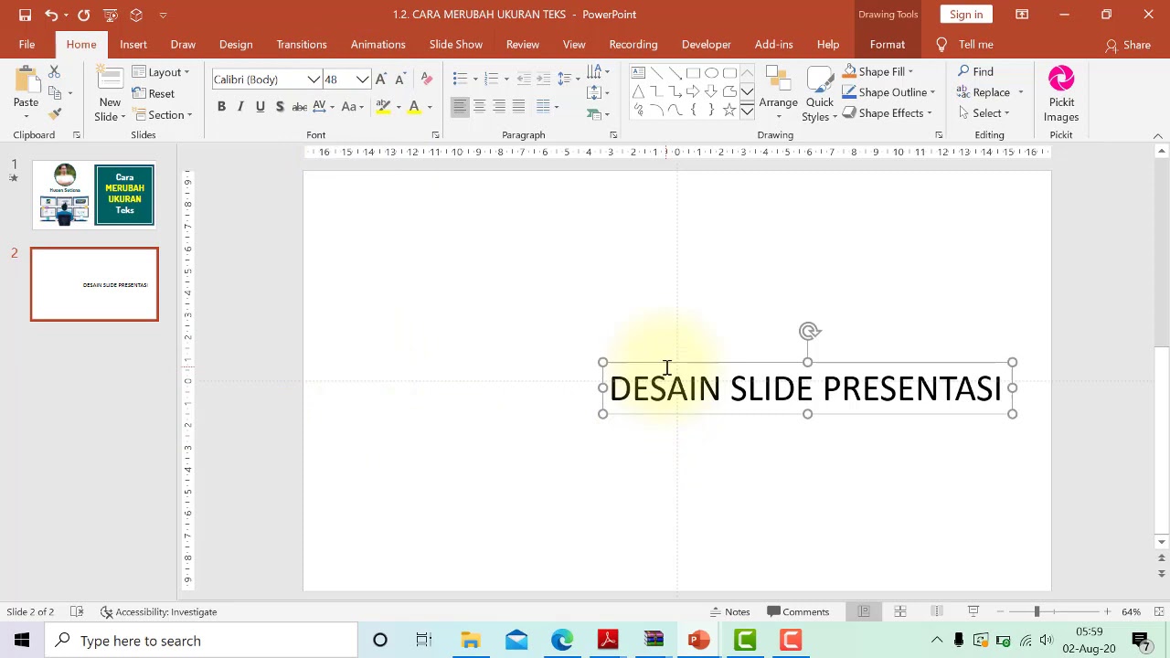 3 CARA MERUBAH UKURAN TEKS POWER POINT OK - YouTube