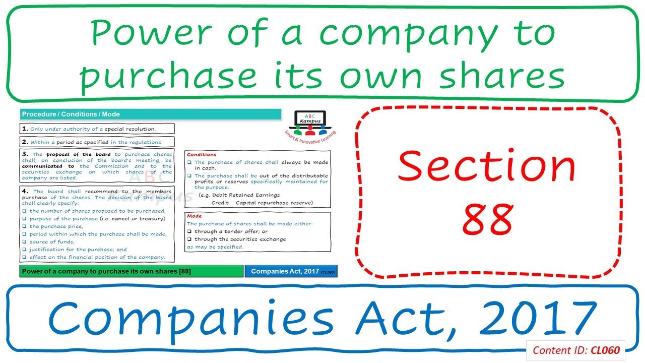 Section 88 Power of a company to purchase its own shares | Companies ...