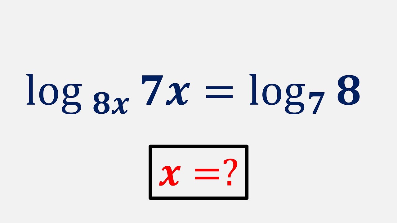 Solving An Interesting Log Equation | Math Olympiads👇 - YouTube