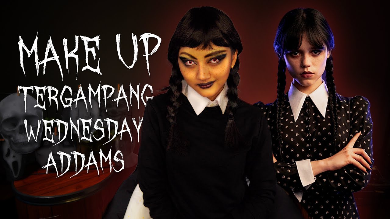 tutorial how to make up horor wednesday addams 🖤🤍 - YouTube