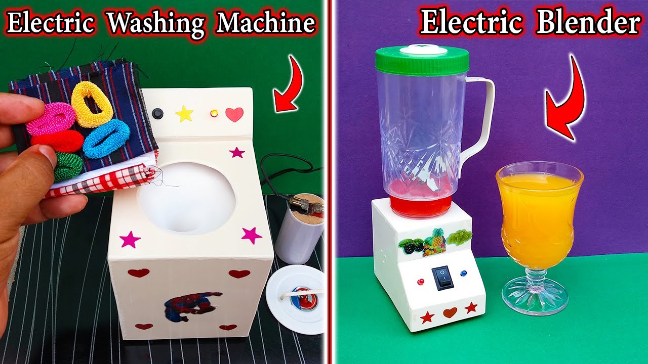 2 Mini Projects Washing Machine & Juicer | Making Electric Washing ...