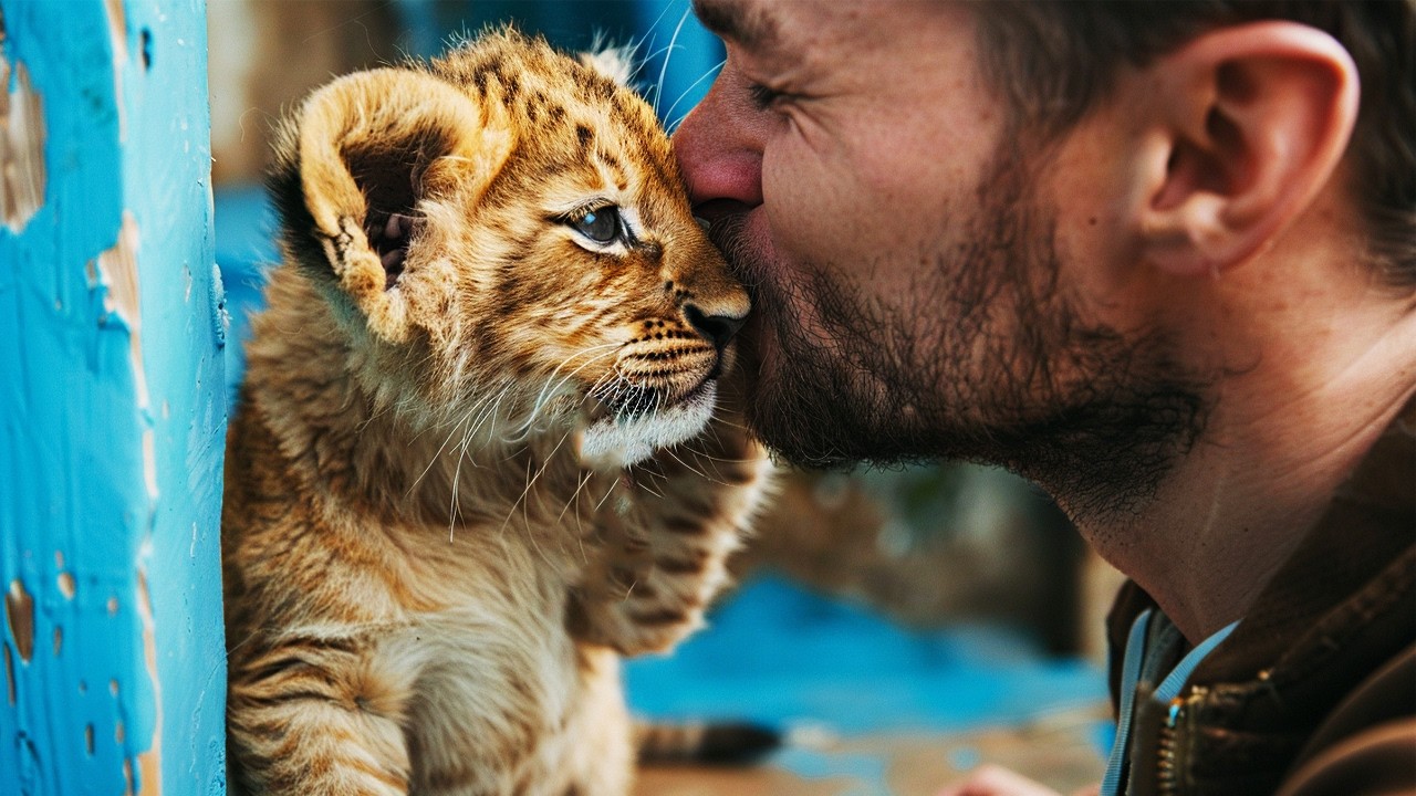 Lion Cub Keeps Kissing This Man, The Reason Will Make You In Tears ...