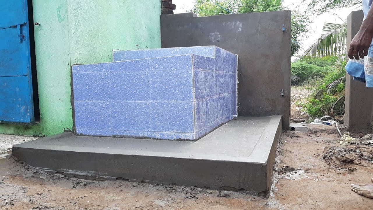 house water tank outer wall and cloth washing stage tile installation ...