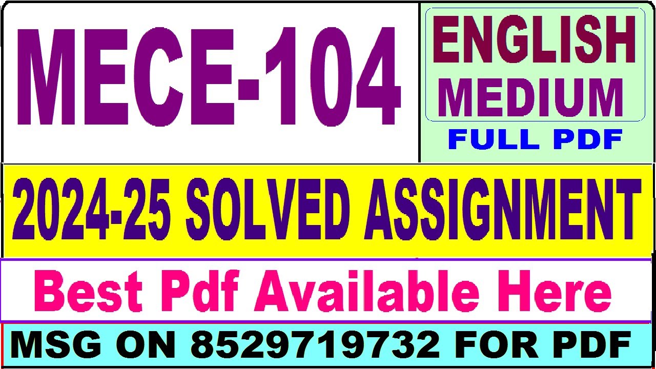 MECE 104 solved assignment 2024-25 || mece 104 solved assignment 2025 ...