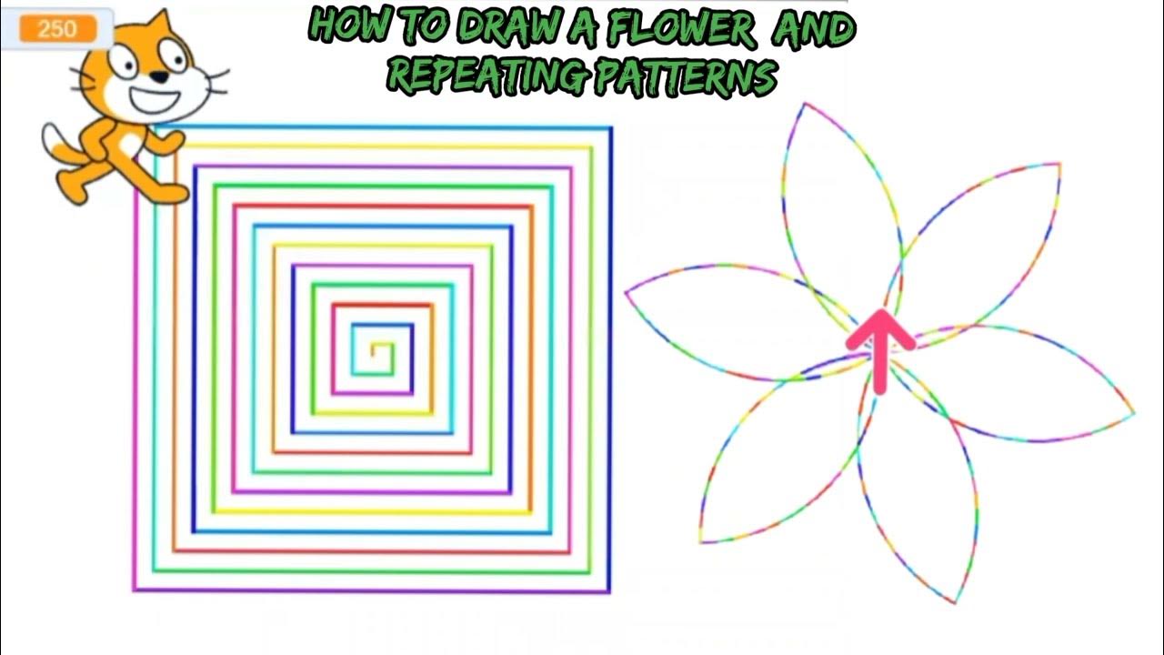 HOW to Draw a Flower and repeating patterns scratch - YouTube