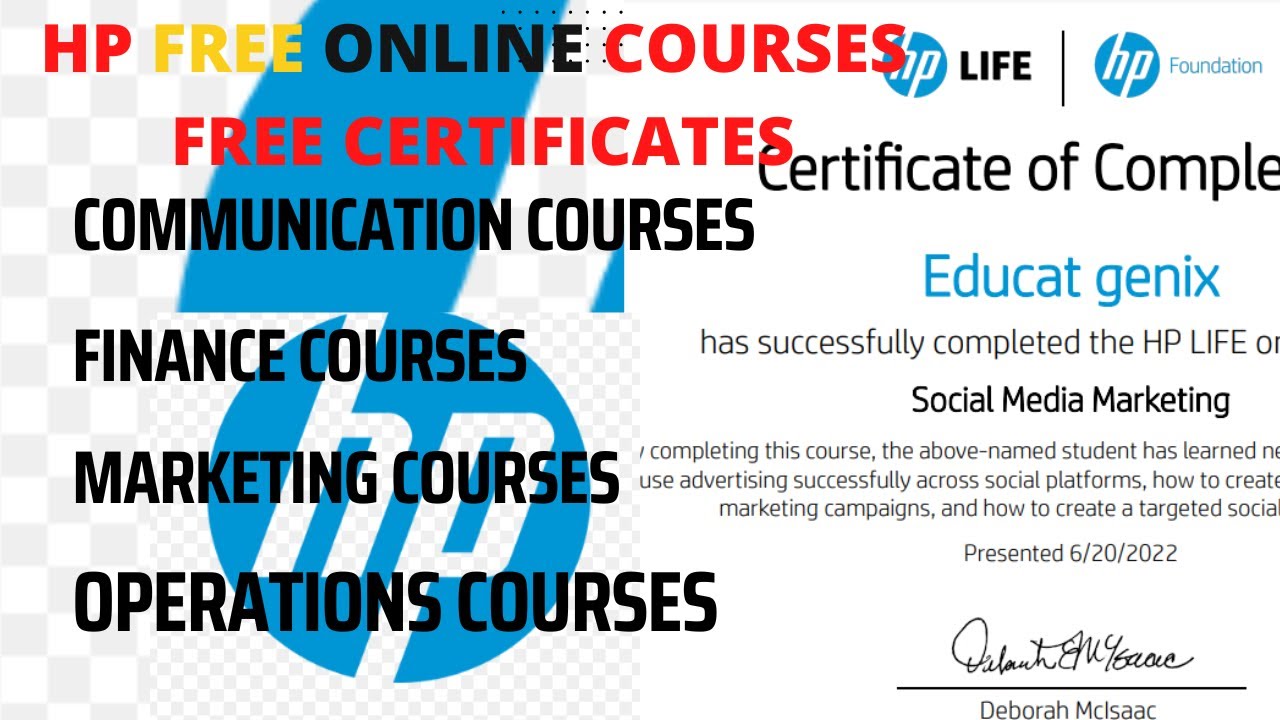 HP Free Online Courses With Free Certificates 2022||HP Life Courses ...