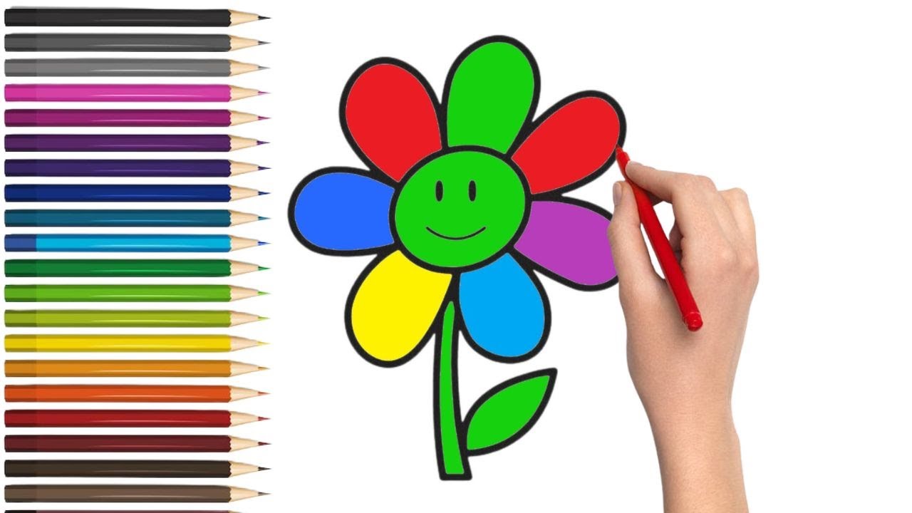flower drawing easy step by step | how to draw flowers with color for ...