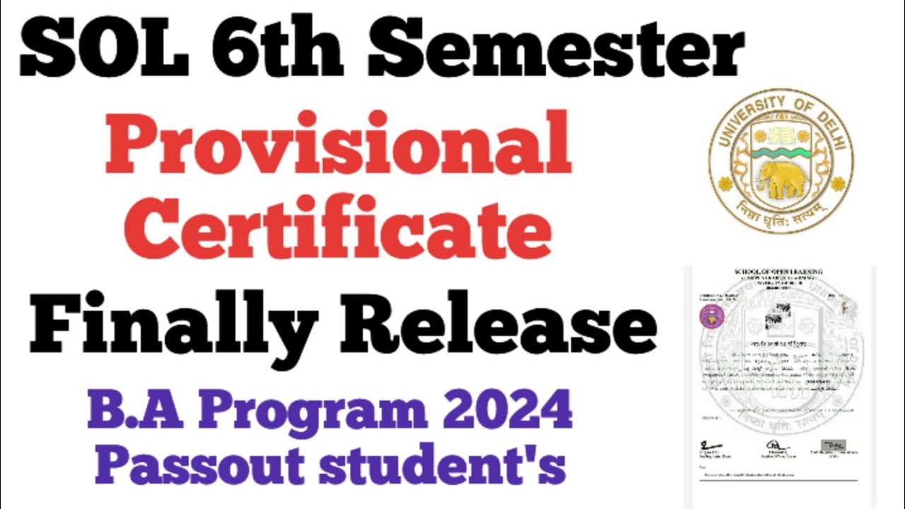 SOL 6th Semester B.A Programme Provisional Certificate Finally Release ...