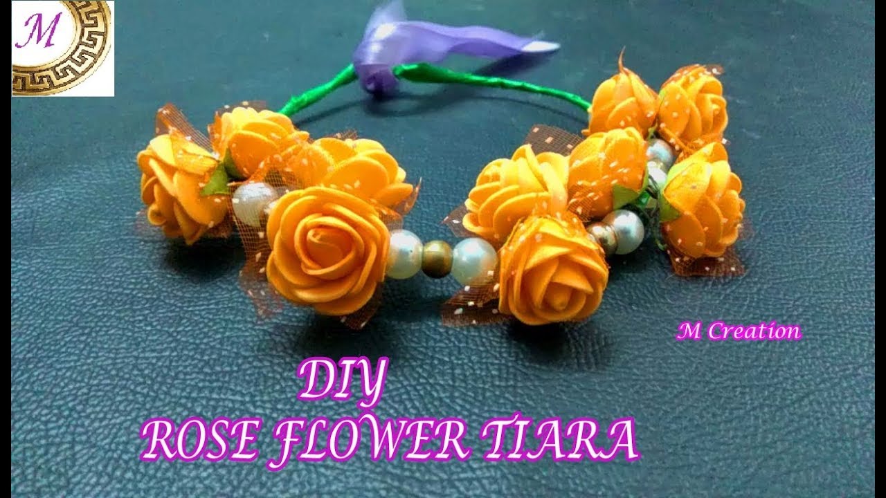 Flower tiara making/DIY floral tiara - YouTube