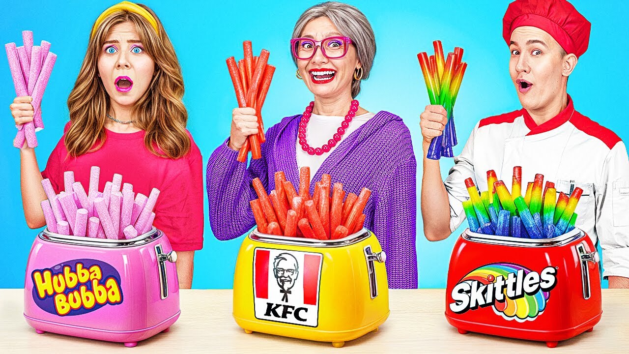 ME vs GRANDMA: EPIC COOKING BATTLE! Funny Food Challenge by 123 GO ...