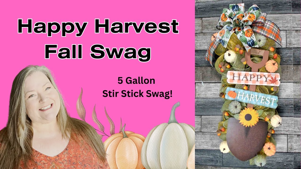 Fall Swag DIY Happy Harvest Fall Swag Tutorial Dollar Tree Fall Wreath ...