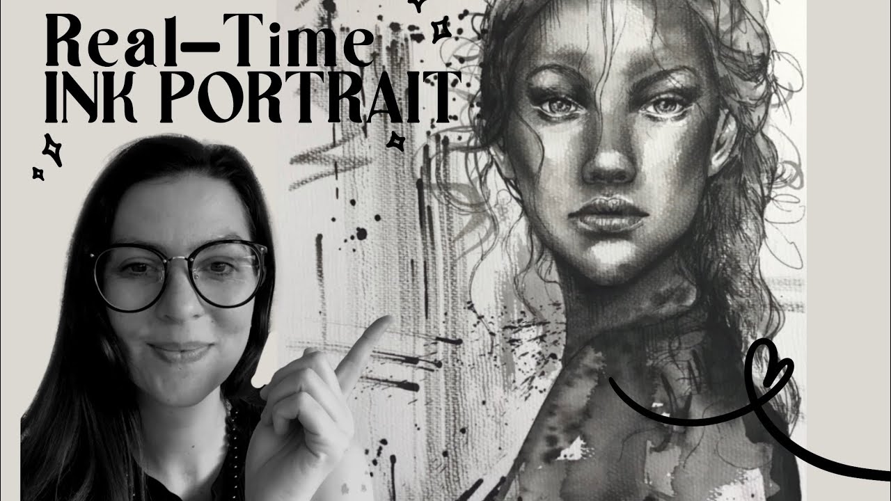 Real-time ink portrait #inkportrait #abstractportrait #expressivearts ...