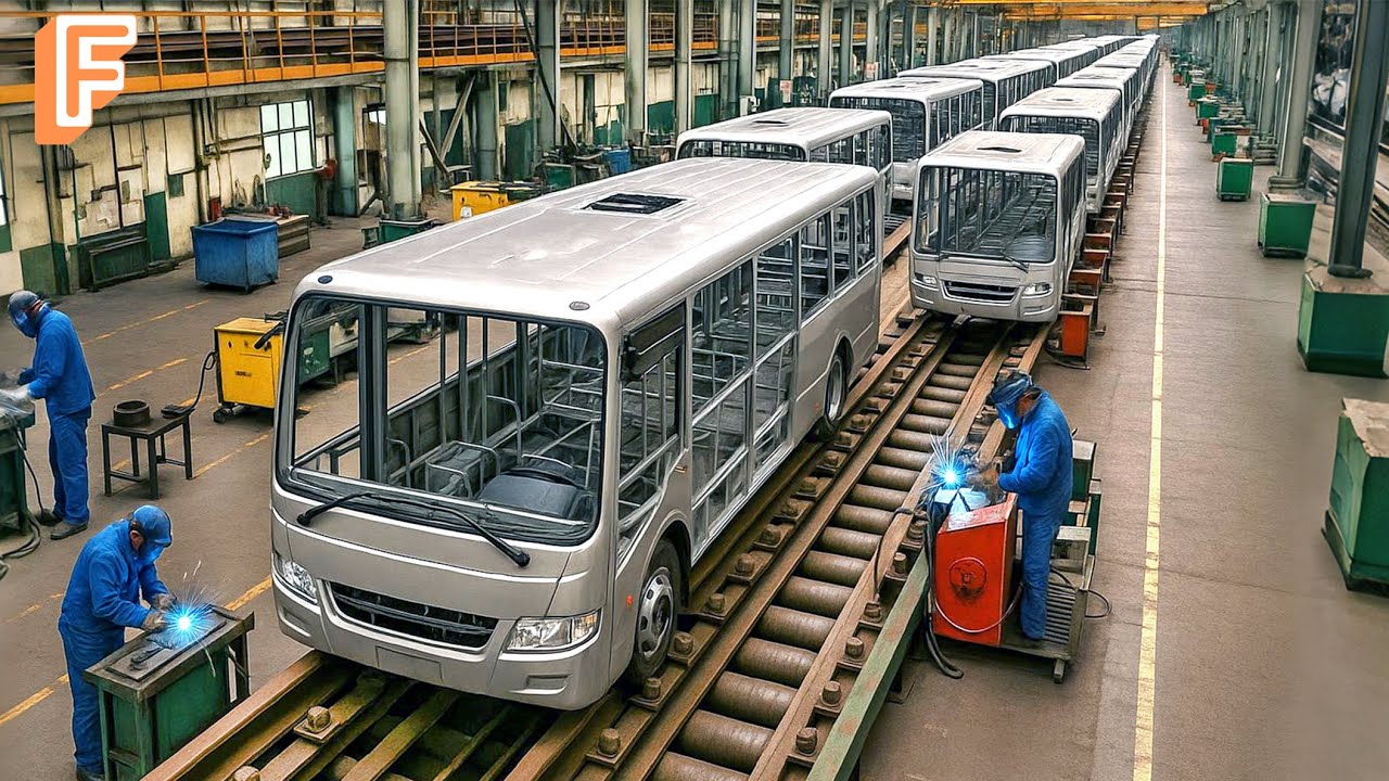 How Millions Of Buses Are Made On Massive Assembly Lines - YouTube