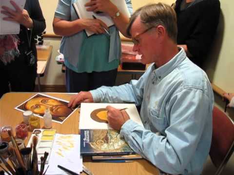 5 Aidan Hart demonstrates application of first highlights to Mandilion ...