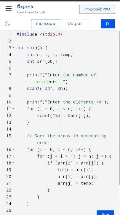 write a c program to find decreasing order l☺😎 #programing_tutorial # ...