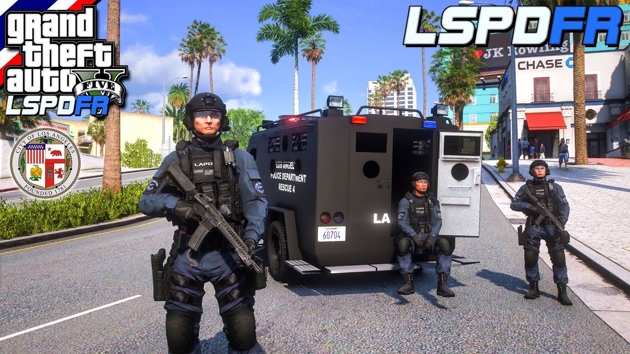GTA V - LSPDFR มาเป็นตำรวจในเกม GTA V SWAT หน่วยสวาทยิงโจรปล้นตู้ATM ...