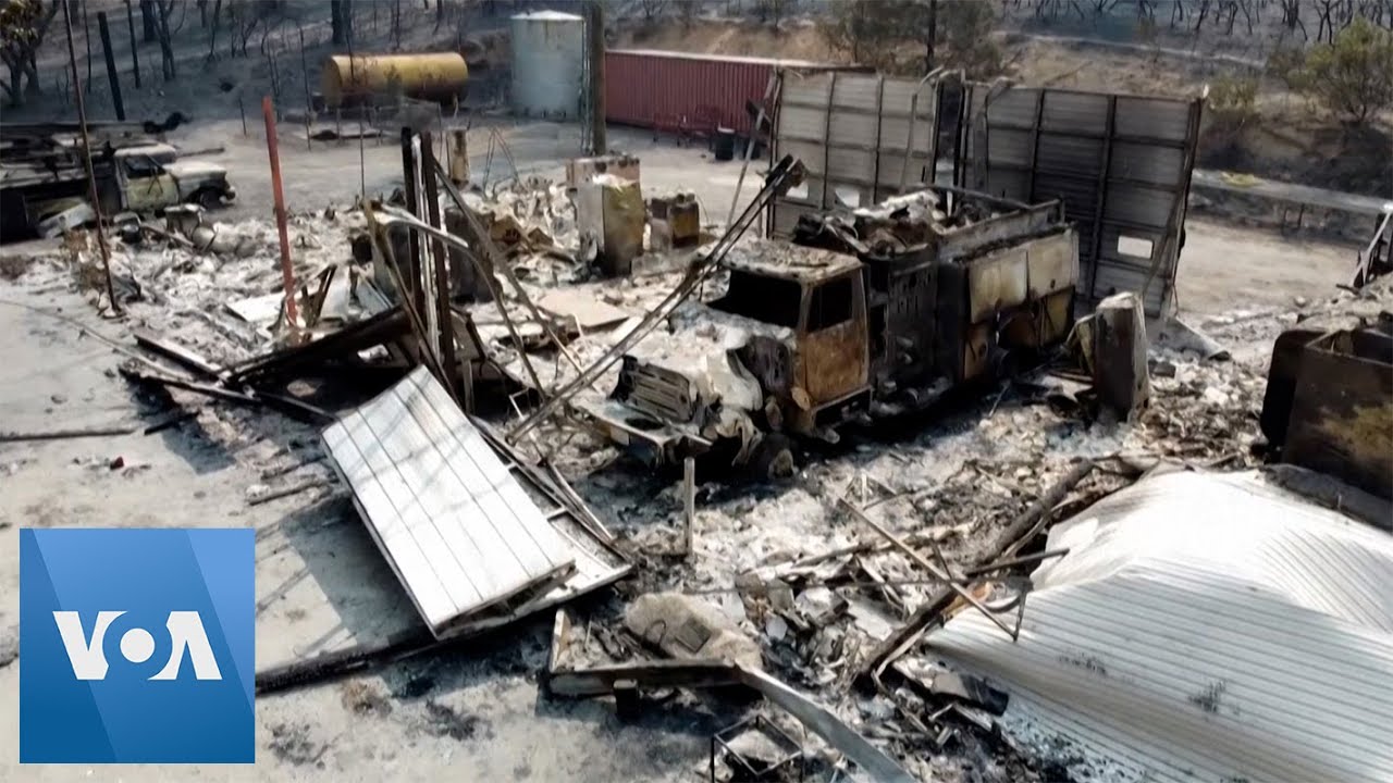 Drone Footage Shows California Fire Aftermath - YouTube
