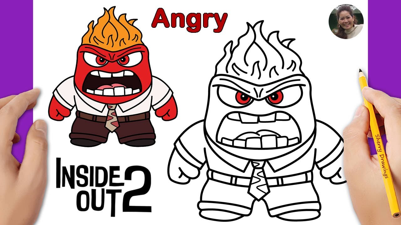 How to draw ANGER from Inside Out easy | Inside Out 2 drawing - YouTube