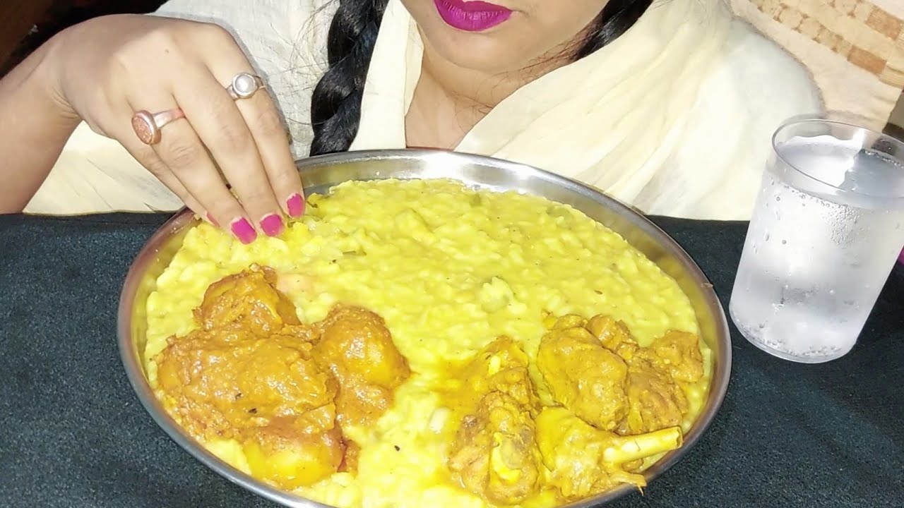 ASMR Eating Khichdi,Chicken Curry,Aloor dom/ Mukbang Eating Show ...