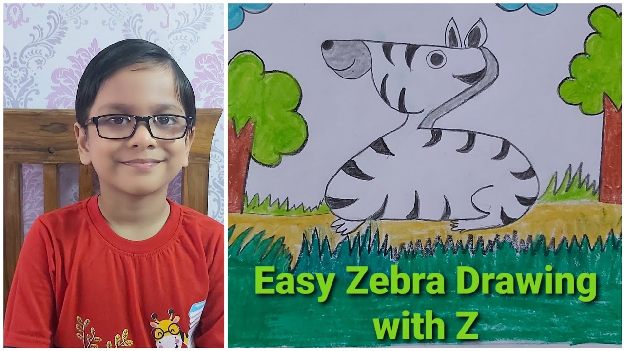 Easy animal drawing / Zebra drawing with a capital Z / easy drawing for ...