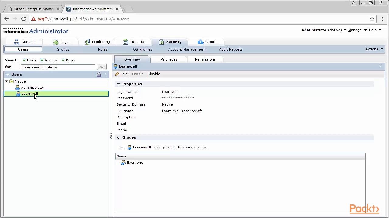 Getting Started with Informatica : Configuring Users and Granting Permissions | packtpub.com ...