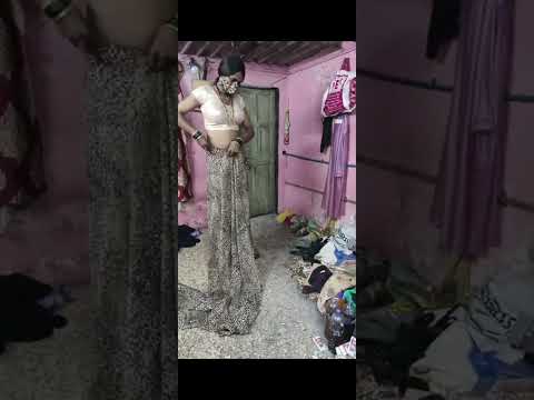 Crossdresser remove saree and wear another saree with step // very beautiful and kind person 