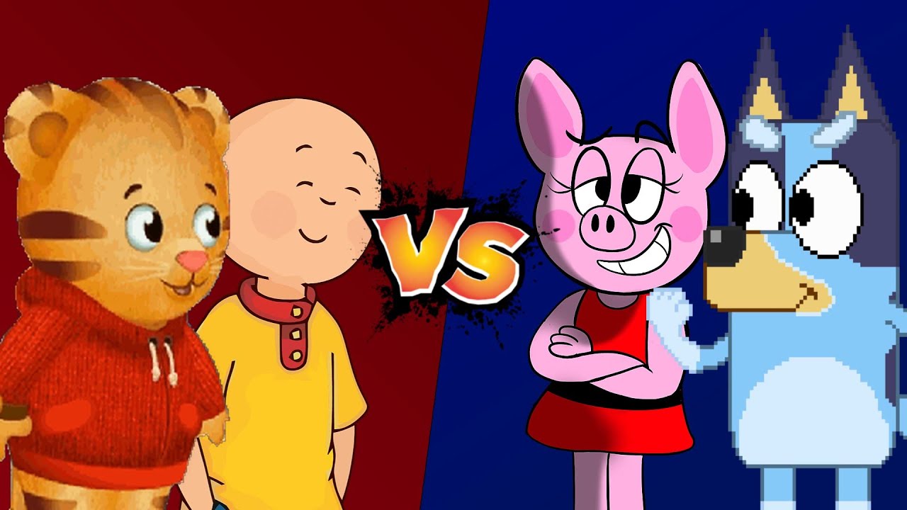 MUGEN Battle - Daniel Tiger & Caillou vs Bluey & Peppa Pig - YouTube