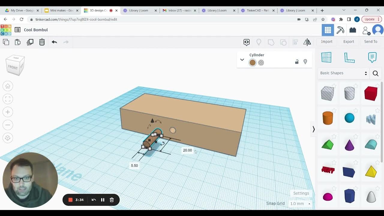 TinkerCAD Part 5 Making a Dowel - YouTube