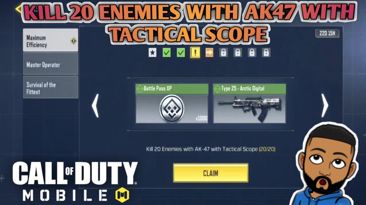 KILL 20 ENEMIES WITH AK47 WITH TACTICAL SCOPE MAXIMUM EFFICIENCY CALL ...