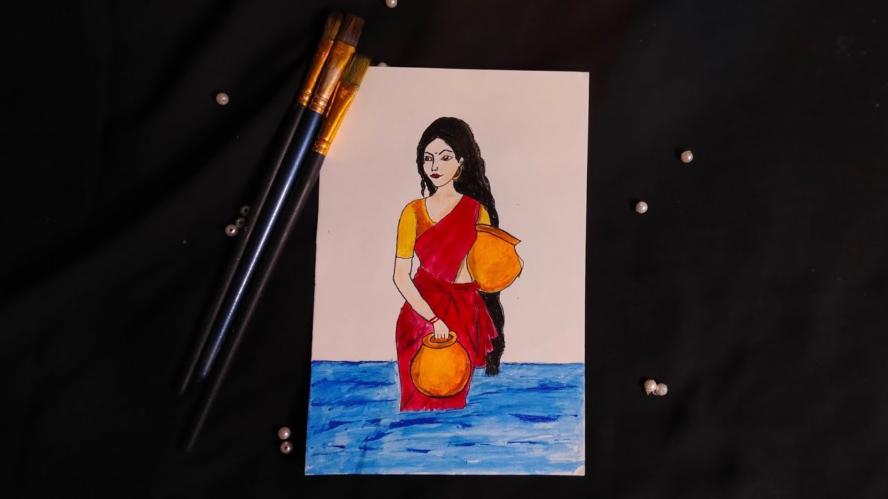 How to draw a Girl with pot step by step || #easydrawing #drawingbook # ...