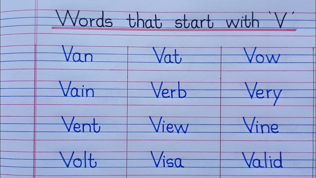 50+ Words That Start With ' V '| ' V ' Letter Words| - YouTube