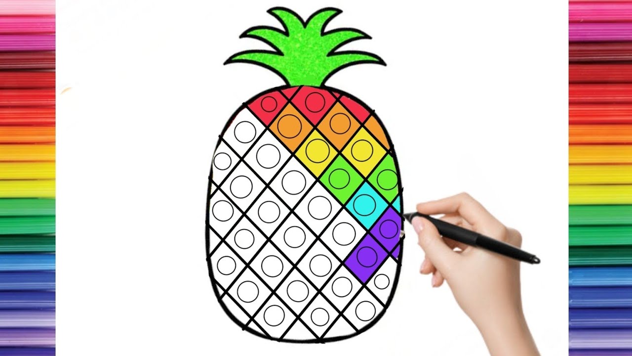 How to Draw Pineapple pop it| Drawing and Coloring for Kids and ...