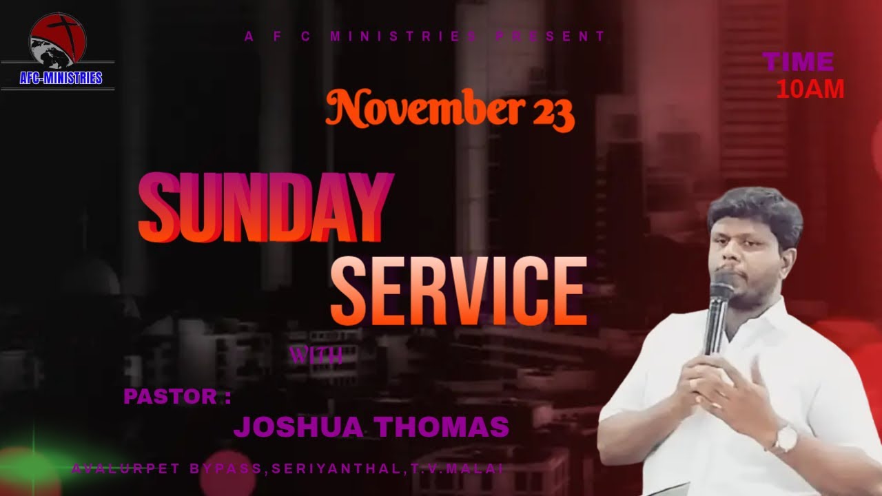 🔴LIVE | Sunday Service | Pr. Joshua Thomas | AFC Ministries | - YouTube