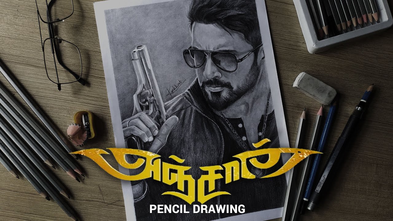 Suriya Pencil Art | Anjaan | Realistic Pencil Art | Tamil film Actor ...
