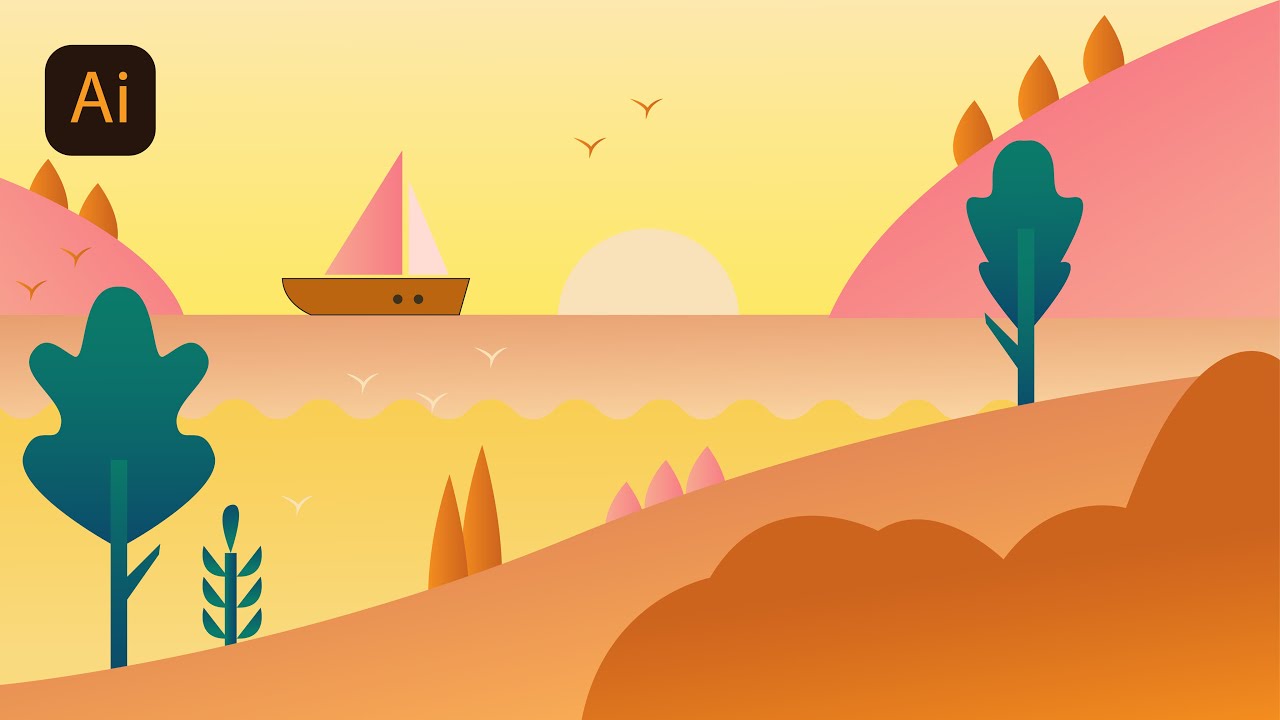 Flat Vector Illustration #3 | Adobe Illustrator - YouTube